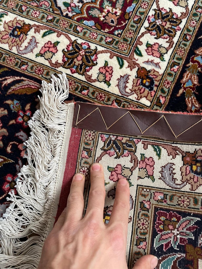 Fine Silk Rug with Royal Bird Motifs, circa 1950 For Sale at 1stDibs