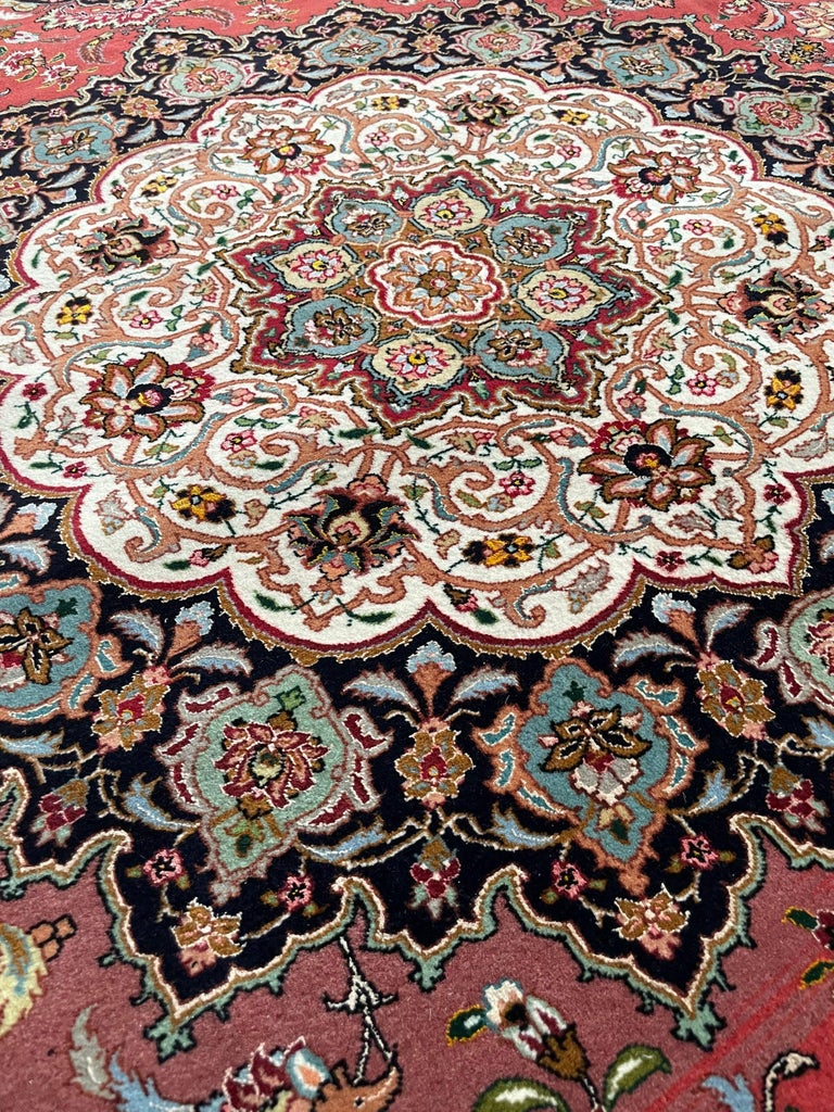 Fine Silk Rug with Royal Bird Motifs, circa 1950 For Sale at 1stDibs