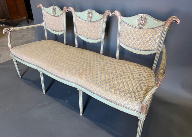 Fine Silver Leaf and Painted 19th Century French Neoclassical Settee ...