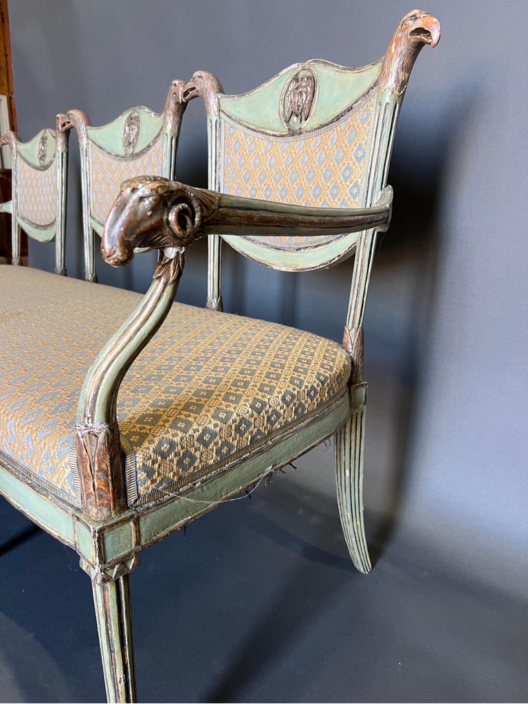 Fine Silver Leaf and Painted 19th Century French Neoclassical Settee ...