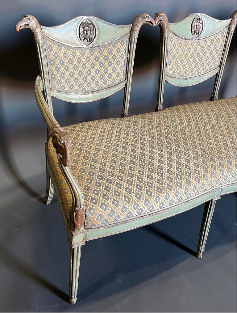 Fine Silver Leaf and Painted 19th Century French Neoclassical Settee ...