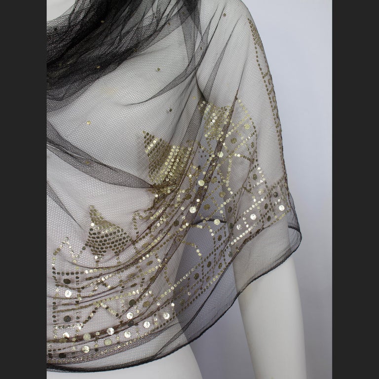 Fine Silver Metal Sequin - Soft Mesh Tulle Net Wrap Scarf / Shawl - NEW ...