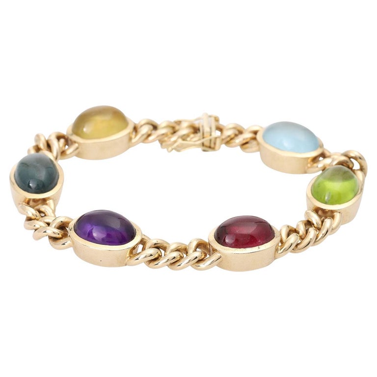 Fine, Solid Round Curb Bracelet, Especially with Colored Stone ...