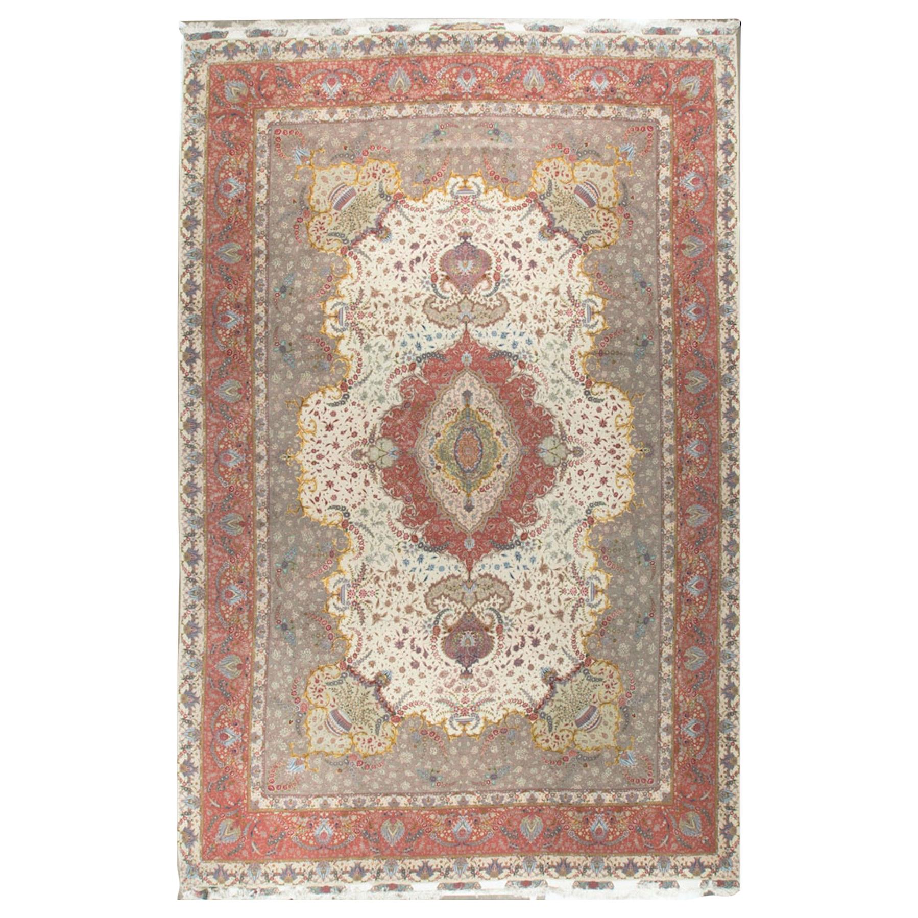 Fine Oversize Tabriz Wool and Silk Persian Rug, 13'2" x 20'0. For Sale ...