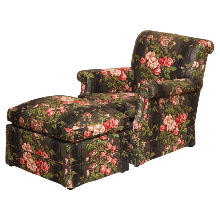 Fine Tailored Club Chair with Matching Ottoman For Sale at 1stDibs