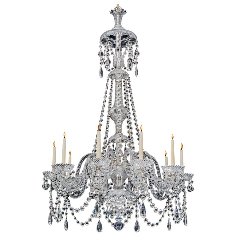 Fine Ten-Light Cut Glass Antique Chandelier by Perry and Co For Sale at ...