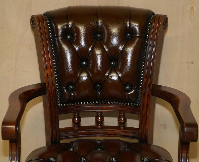 Fine Traditional Restored Cigar Brown Leather Chesterfield Captains ...