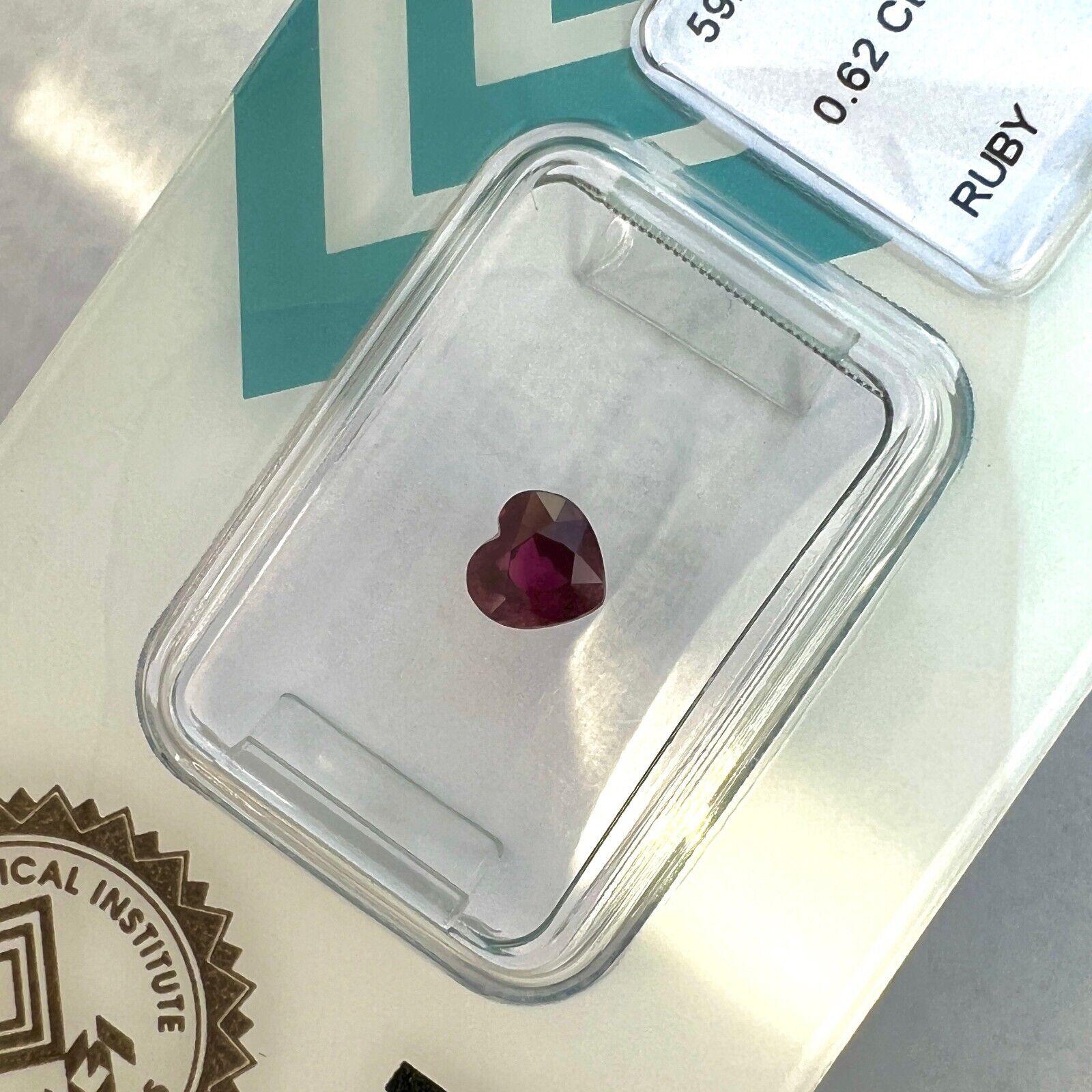 Fine Untreated Deep Red Ruby IGI Certified 0.62ct Heart Cut Gem in Blister For Sale at 1stDibs