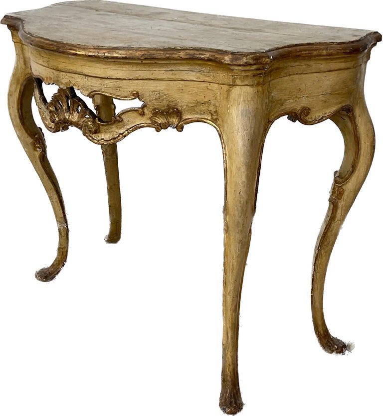 Fine Venetian Rococo Gilt and Yellow-Painted Console Table For Sale at ...