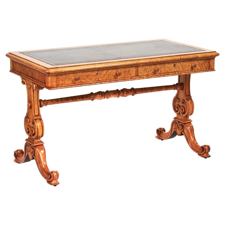 Fine Victorian Birds eye Maple Centre Library/ writing Table For Sale ...