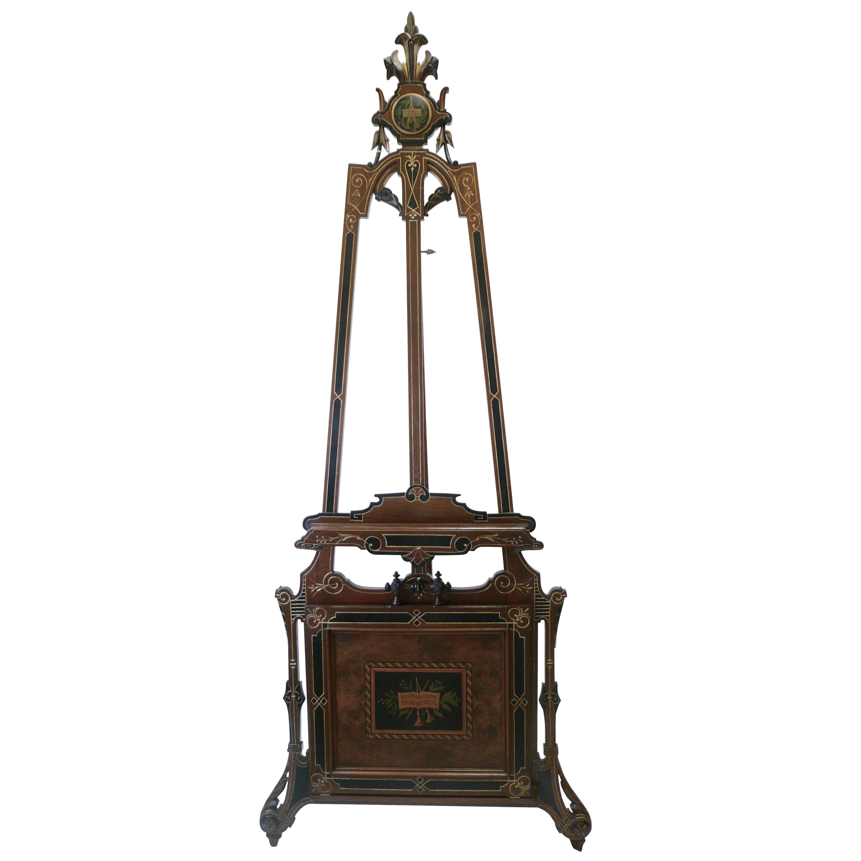 Fine Victorian Carved Walnut Adjustable Easel at 1stDibs