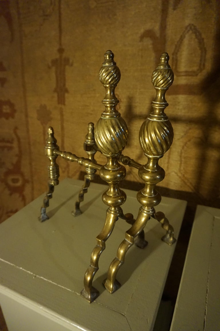 Fine Victorian English Brass Andirons Fire Dogs For Sale at 1stDibs