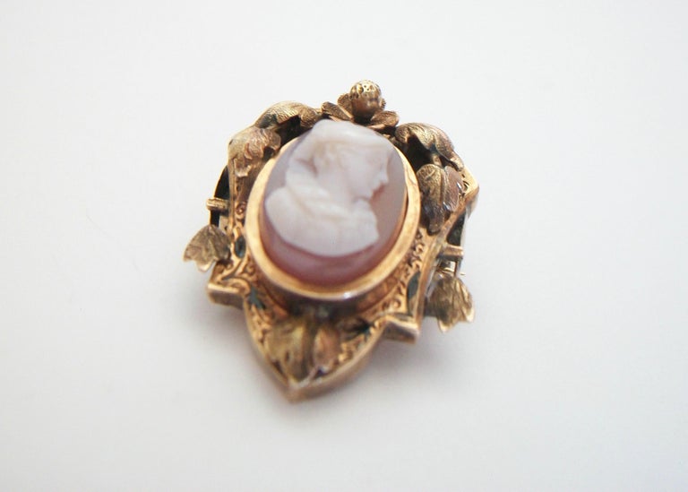 Fine Victorian Sardonyx Cameo Set in 10k Yellow Gold Frame, U.K, circa ...
