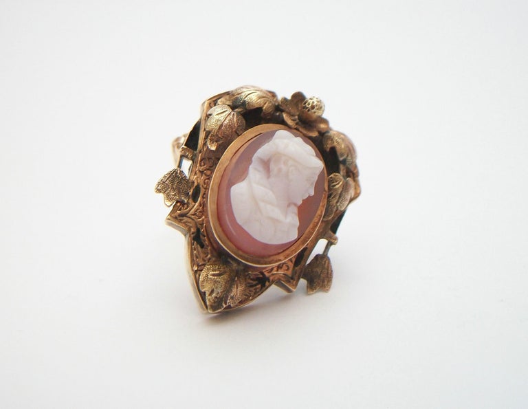 Fine Victorian Sardonyx Cameo Set in 10k Yellow Gold Frame, U.K, circa ...