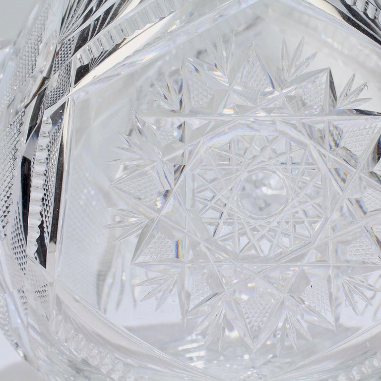 Fine Vintage Cut Glass Pitcher with a Narrow Body For Sale at 1stDibs