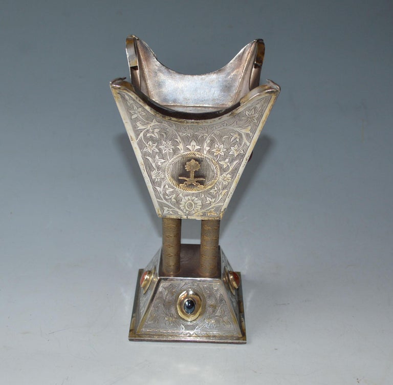 Fine Vintage Omani Saudi Silver Gold Arabian Incense Burner Mabkhara ...