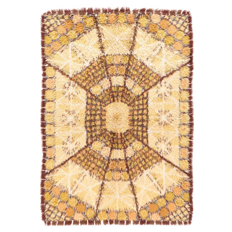 Vintage Swedish Shag Rug, Hand Knotted, circa 1950s at 1stDibs