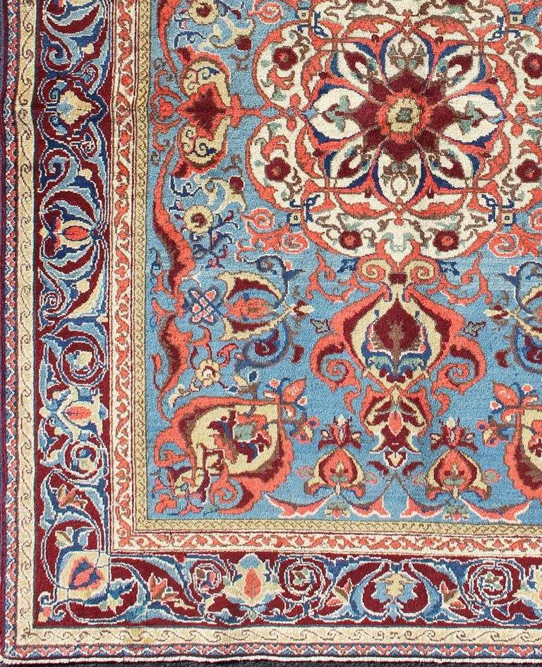 Antique Sivas Fine Rug with Blue Background Wine Border and Intricate ...