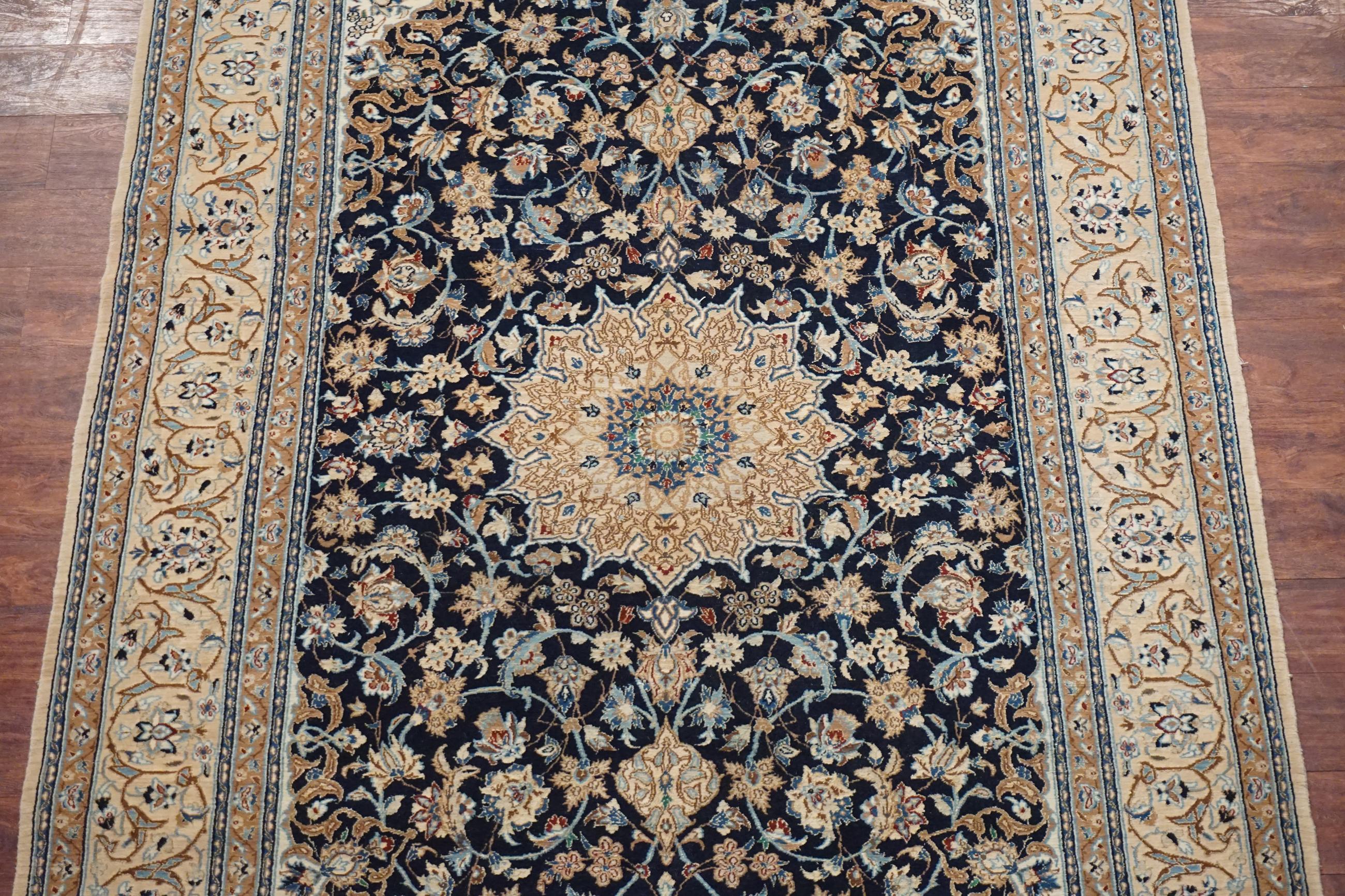 Fine Wool and Silk Naein Rug For Sale at 1stDibs