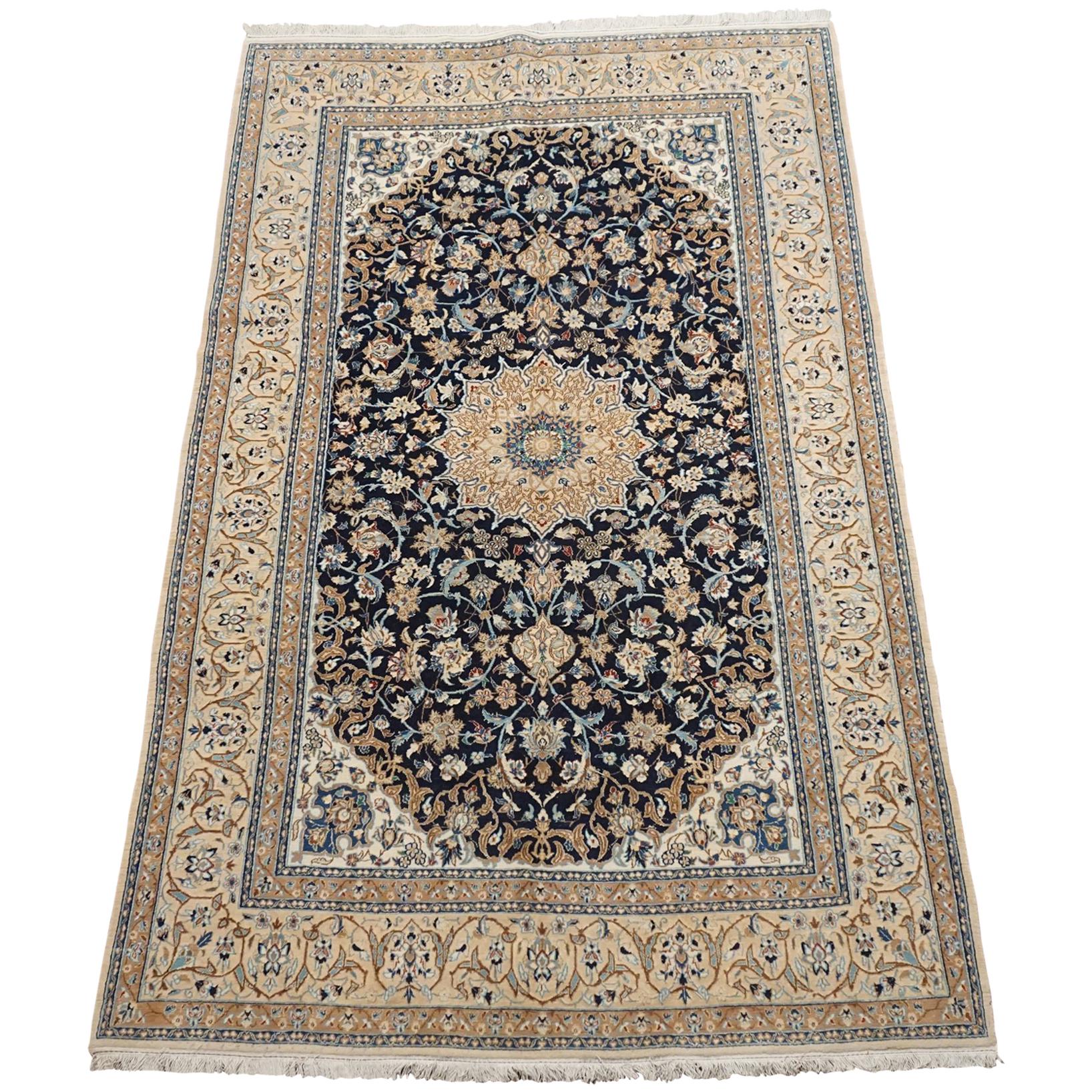 Fine Wool and Silk Naein Rug For Sale at 1stDibs