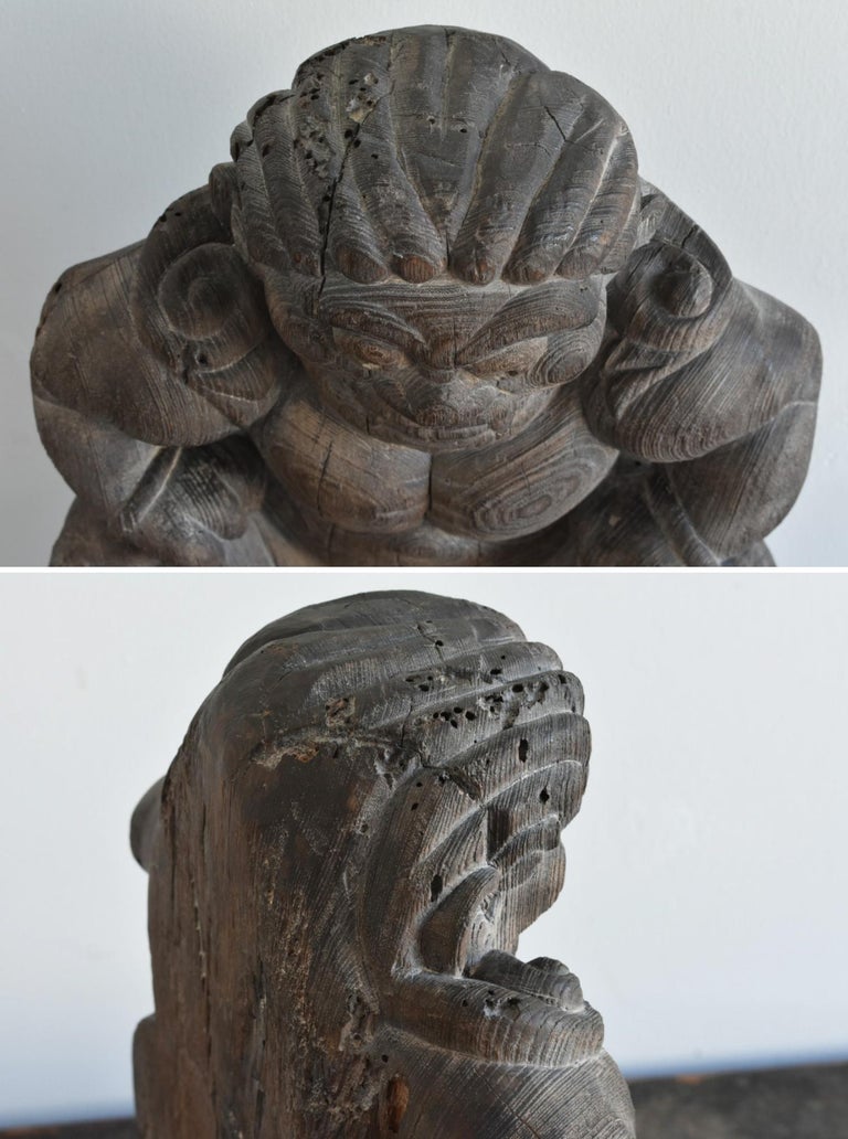 Fine Workmanship Japanese Antique Wood Carving Demon/1600-1800/Edo ...