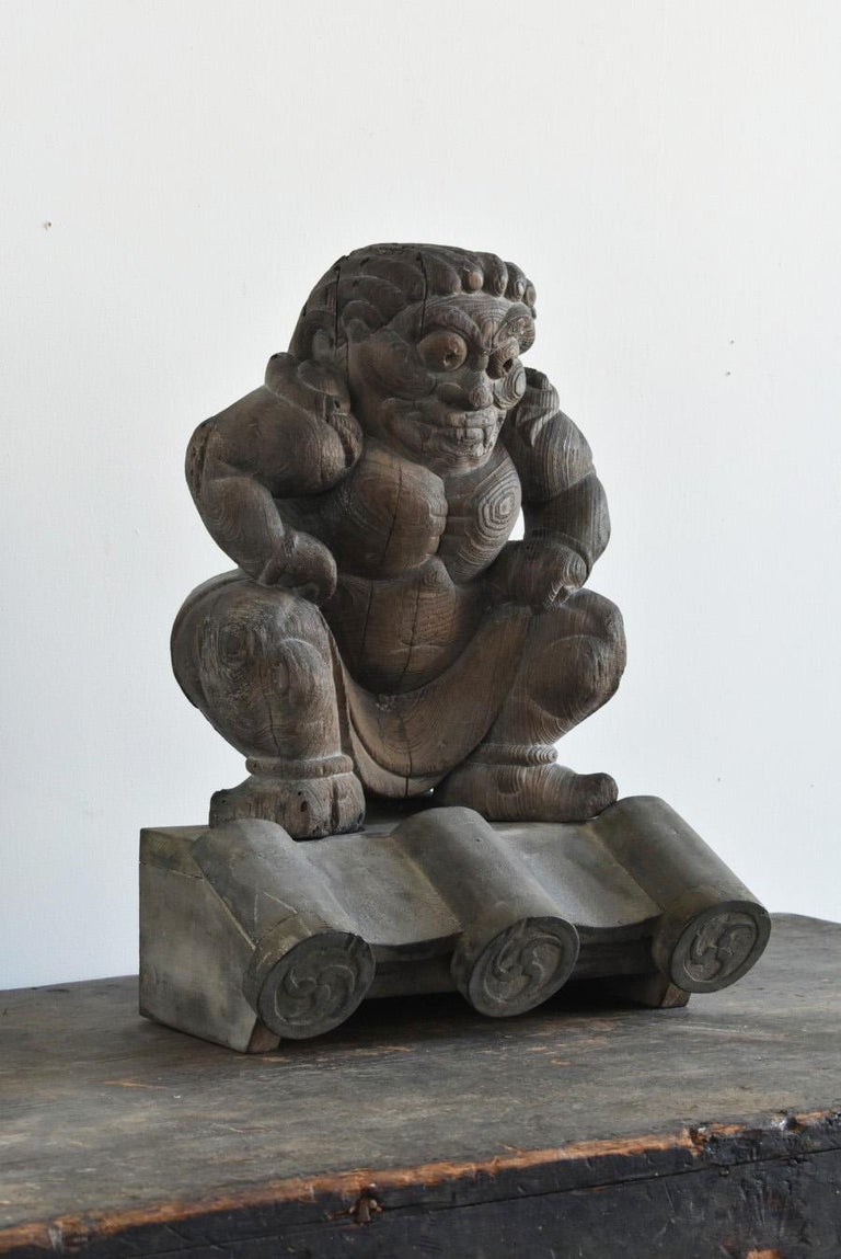 Fine Workmanship Japanese Antique Wood Carving Demon/1600-1800/Edo ...