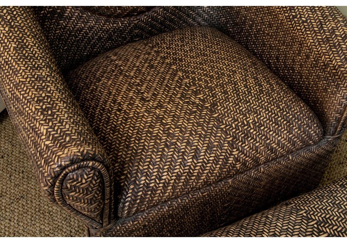 Fine Woven Rattan Club Chair and Ottoman For Sale at 1stDibs