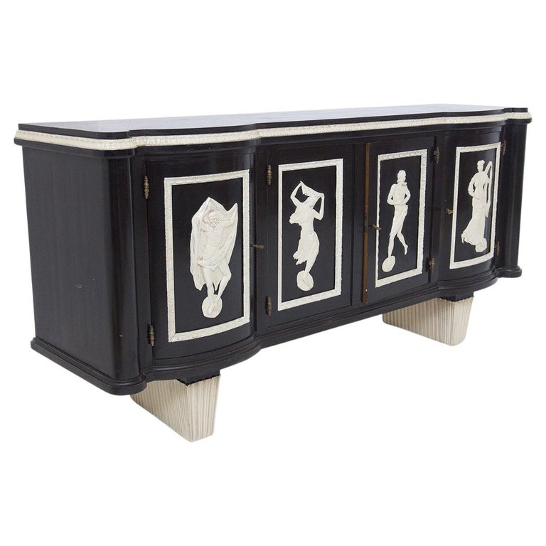 Finely Carved and Ebonized Greek-Style Cabinet For Sale at 1stDibs