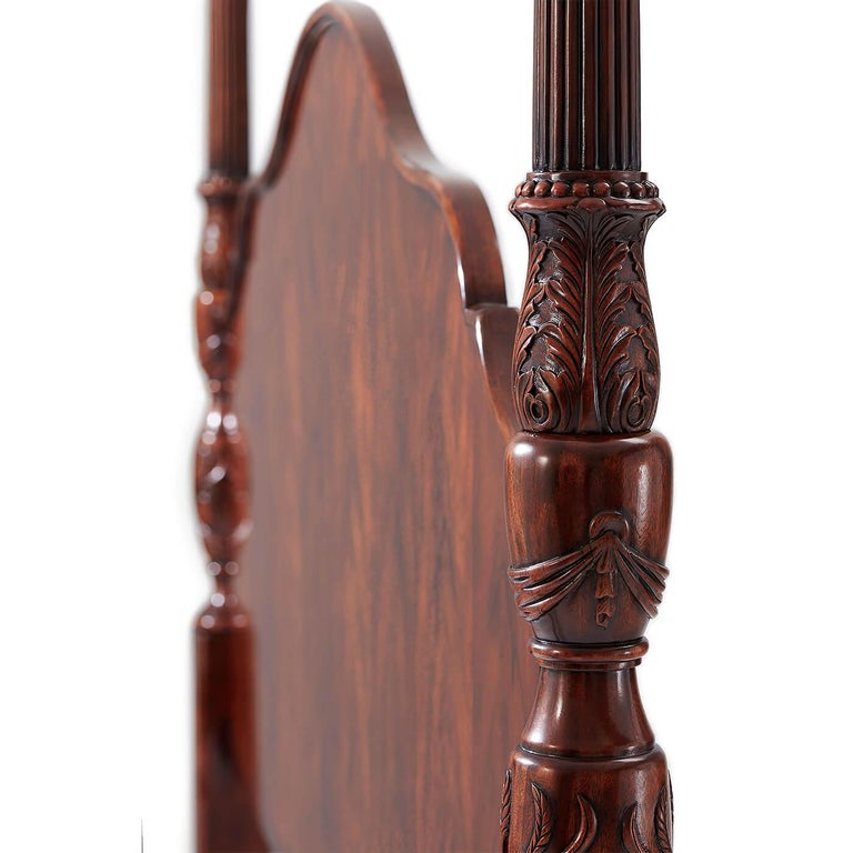Finely Carved Mahogany Four Post King Size Bed For Sale at 1stDibs