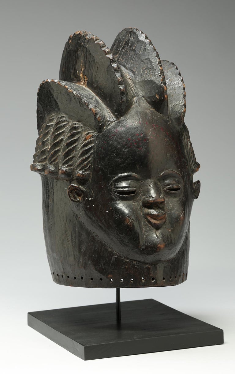 Finely Carved Dark Wood Bassa Helmet Mask Liberia Early 20th Century ...