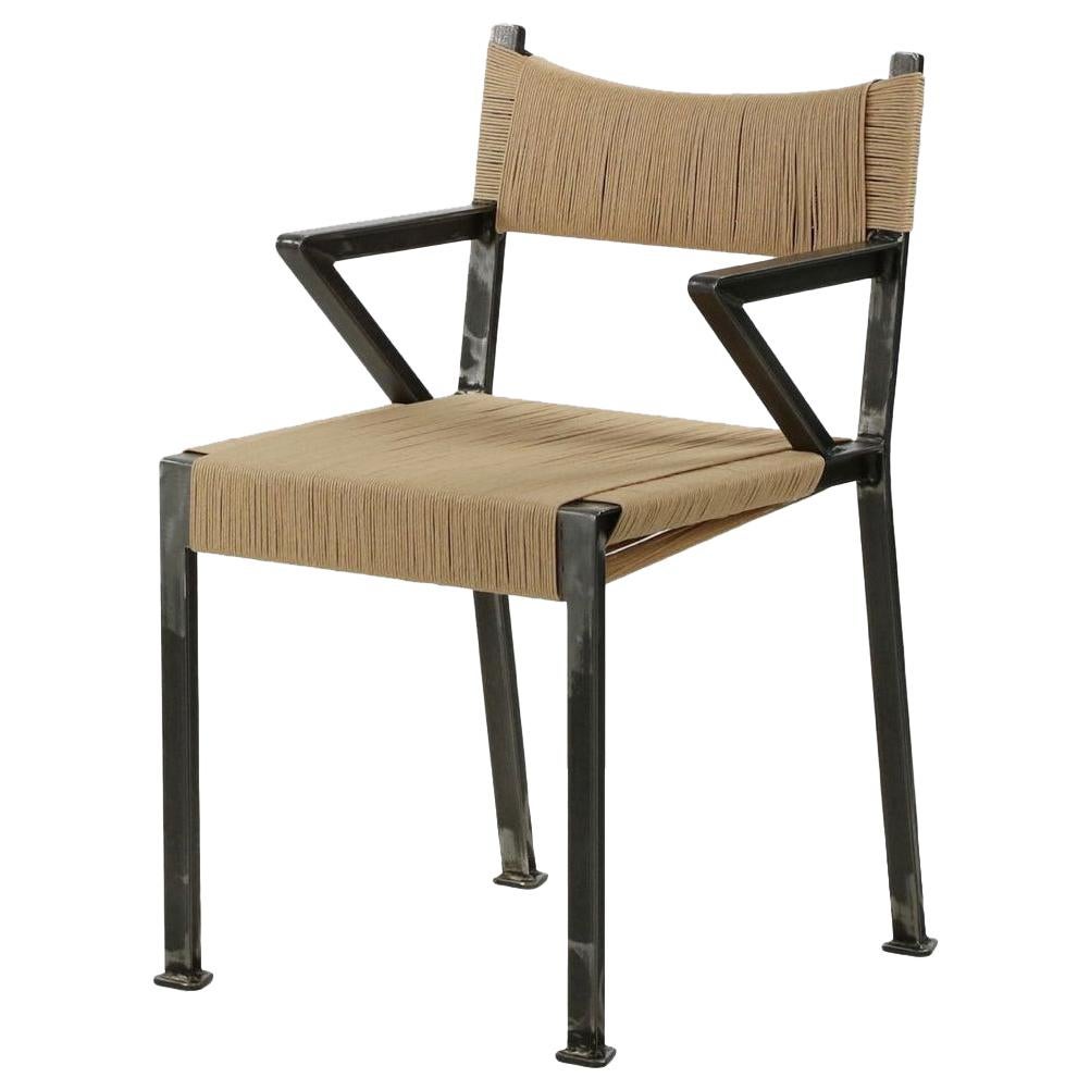 Finely Handcrafted Tumbled Steel Fibre Cord Industrial Armchair, 21st ...