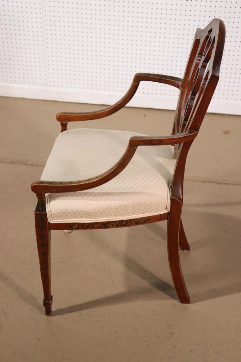 Finely Paint Decorated Adams Style Shield Back Armchair For Sale at ...
