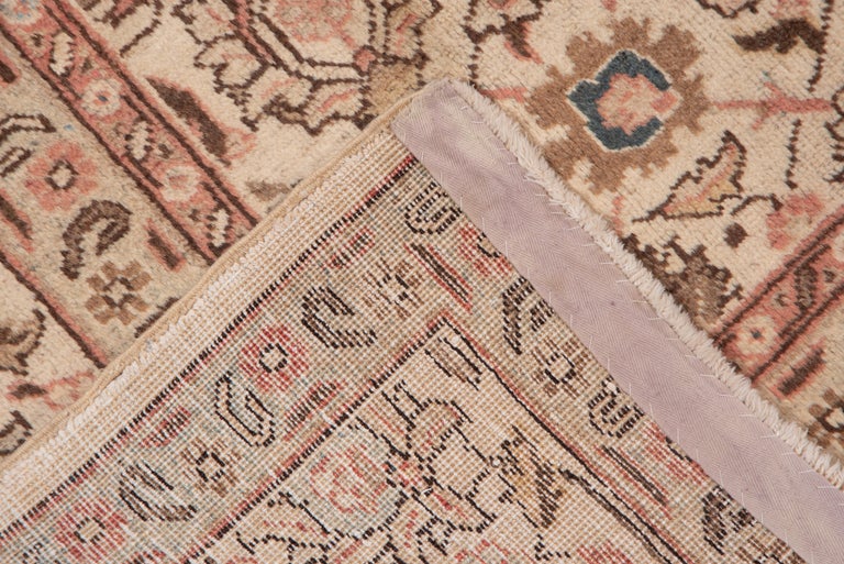 Finely Woven Antique Persian Tabriz Rug, Ivory Allover Field and Pink ...