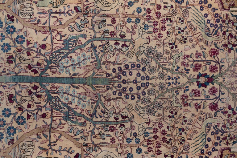 Finely Woven Persian Tehran Rug, Tree of Life Design, Ivory Field For ...