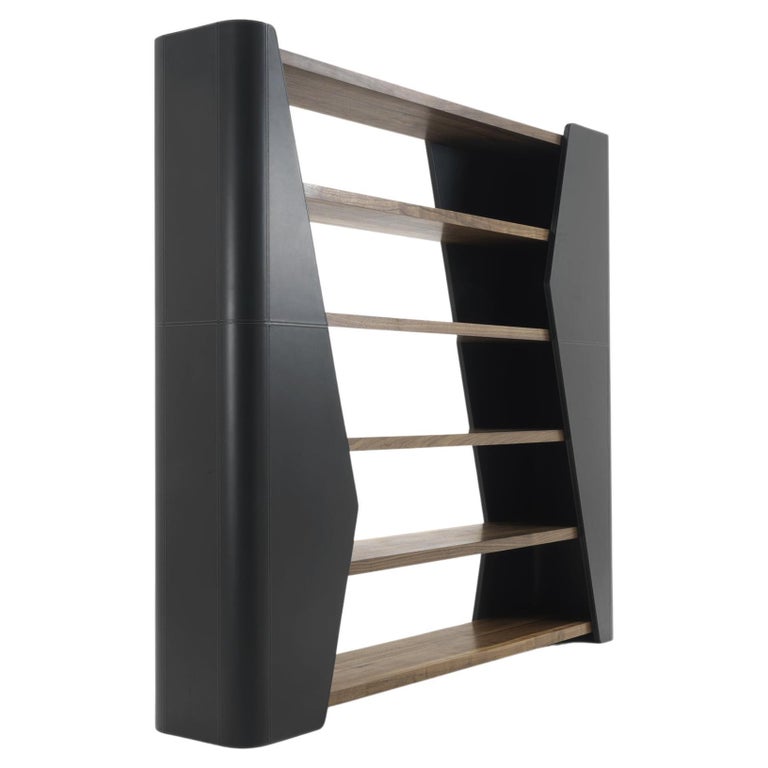 Finesse Wood and Leather Bookcase by Karim Rashid, Made in Italy For ...