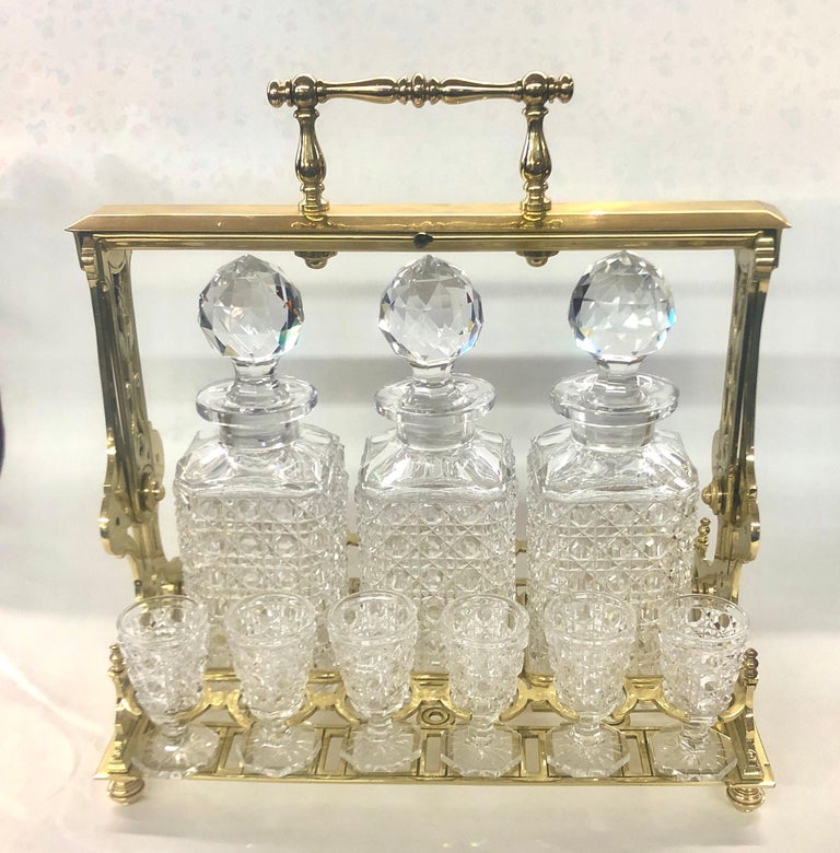Finest Antique Signed Baccarat Handcut Crystal and Ormolu 3-Bottle ...