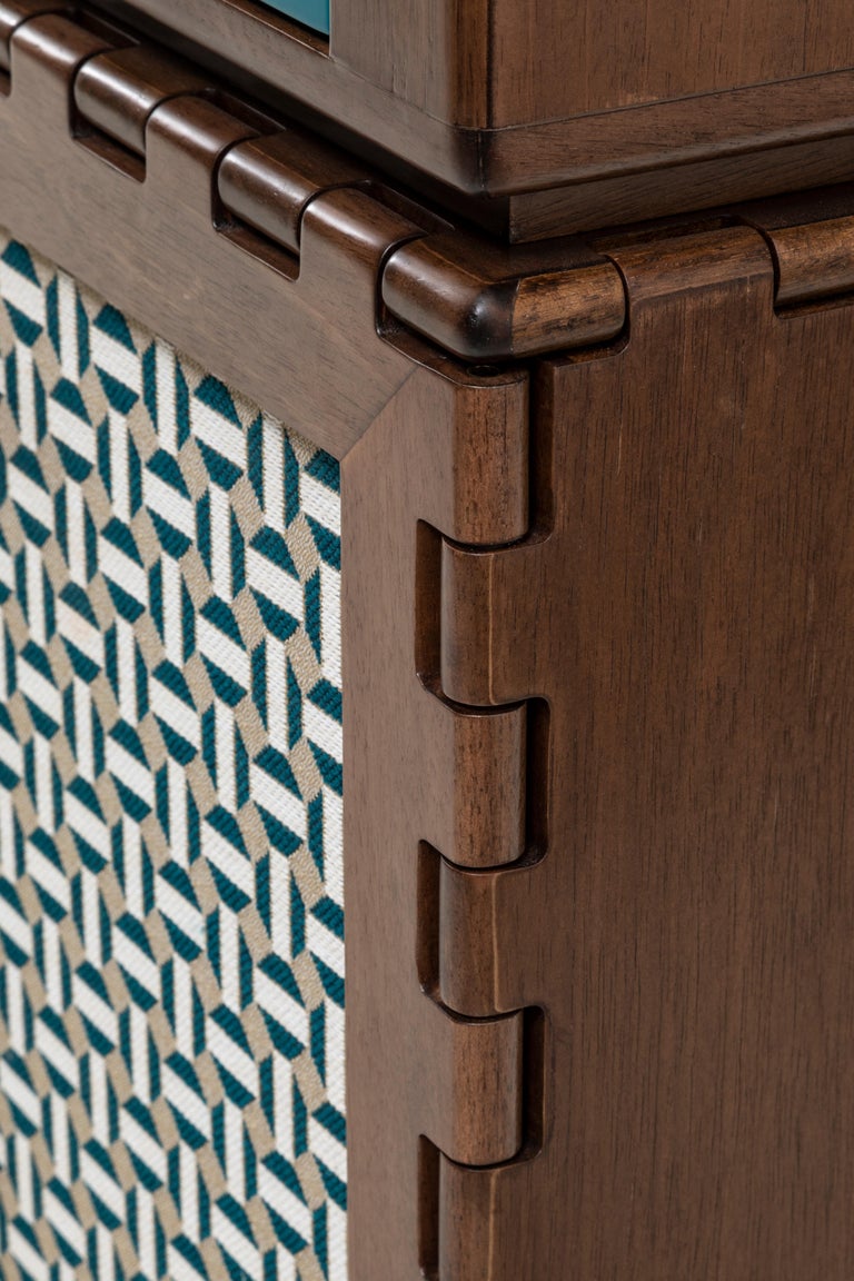 Finest Handcrafted Interlocking Wood Fabric Panels Long Sideboard For ...