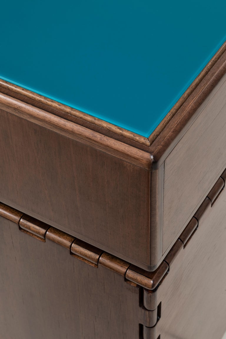 Finest Handcrafted Interlocking Wood Fabric Panels Long Sideboard For ...