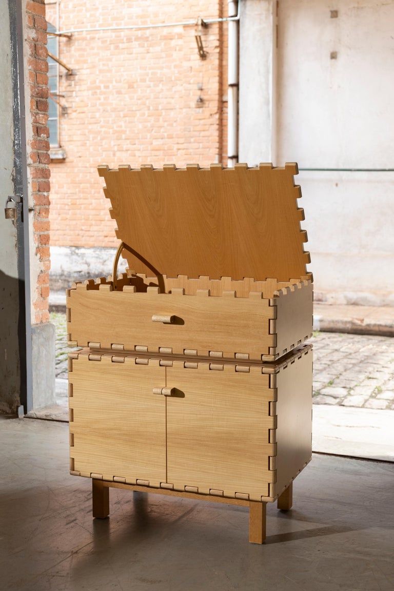 Finest Handcrafted Interlocking Wood Panels Cabinet with Display Box ...