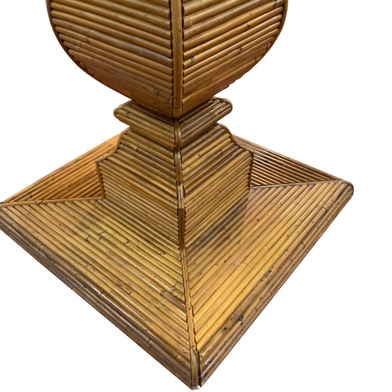 Finial Shaped Bamboo Base Round Glass Top Dining Table, Italy, 1970s at ...