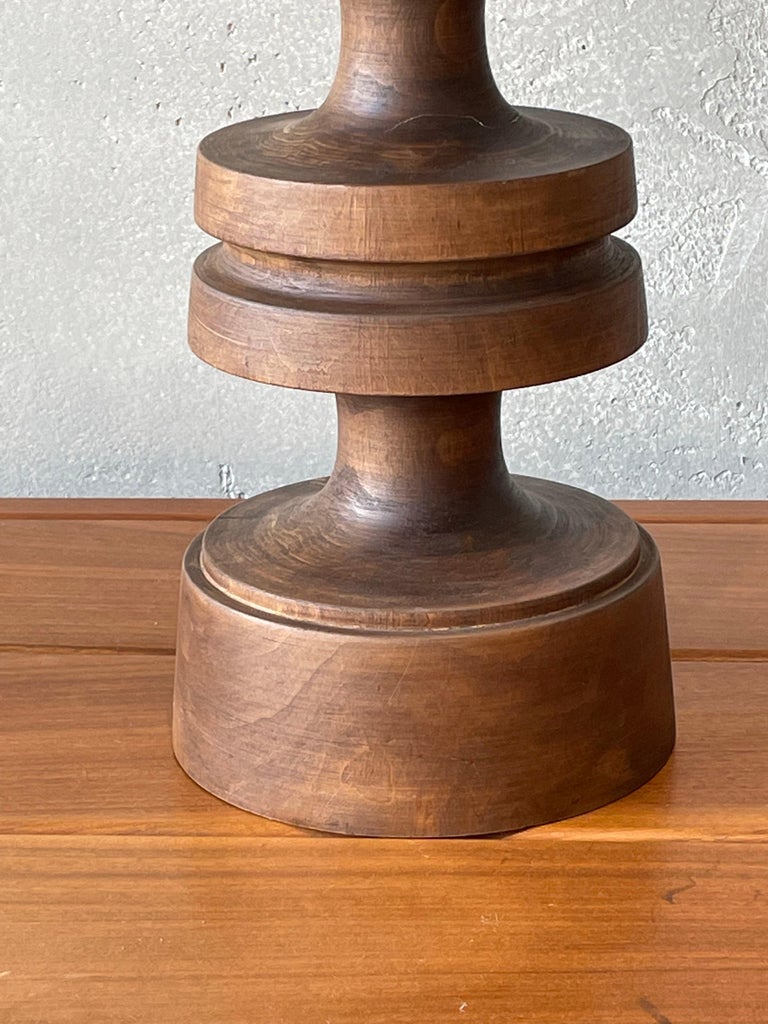 Finial Shaped Oak Wood Pair Table Lamps, Spain, 1960s For Sale at 1stDibs