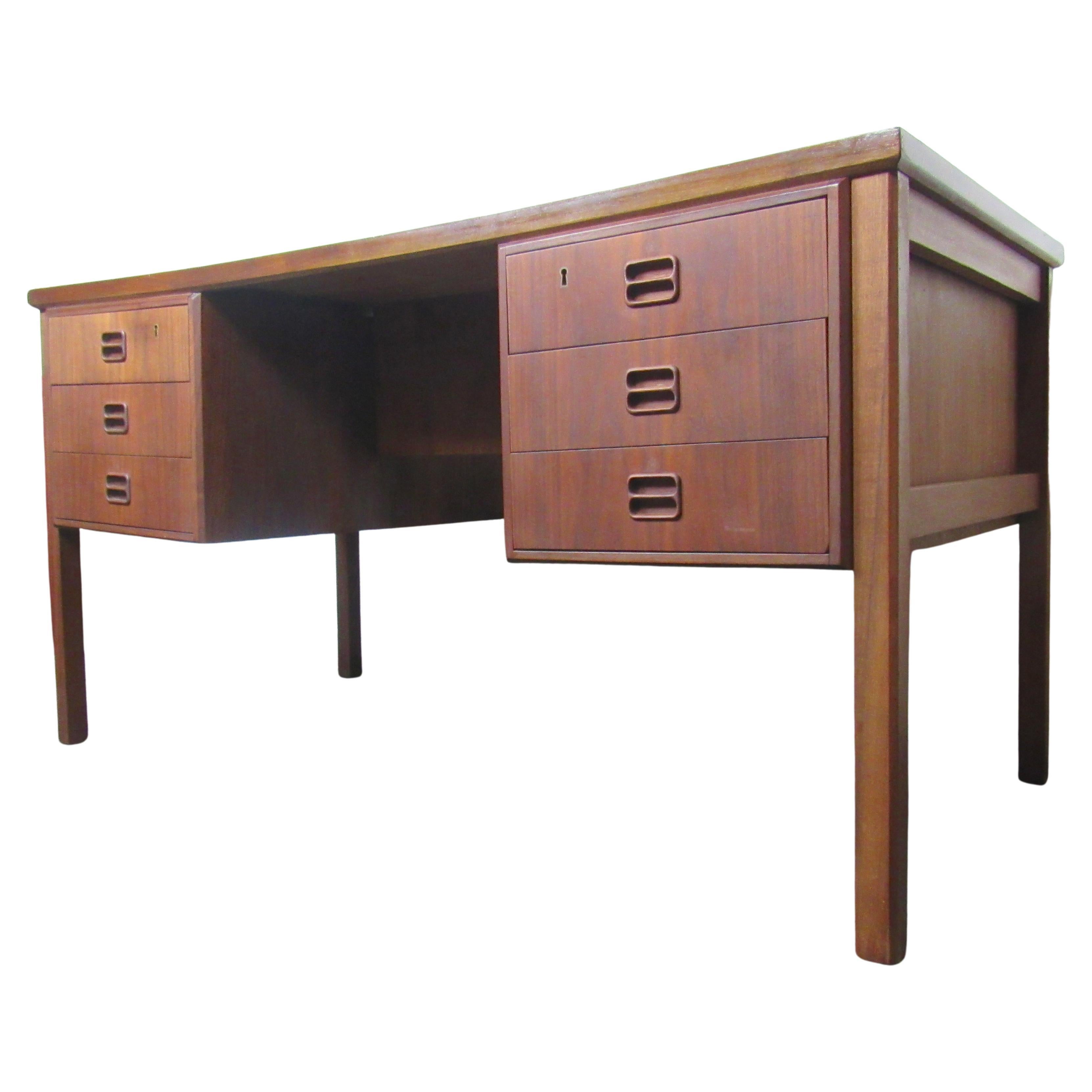 Danish Modern Drop-Leaf Desk with Finished Back at 1stDibs