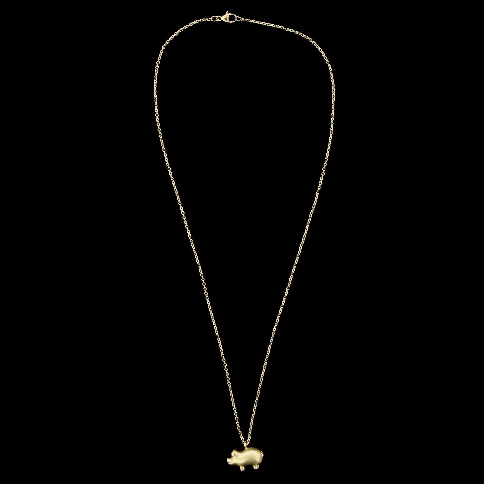 Finn 18 Karat Yellow Gold Pig Pendant at 1stDibs | pig pendant gold