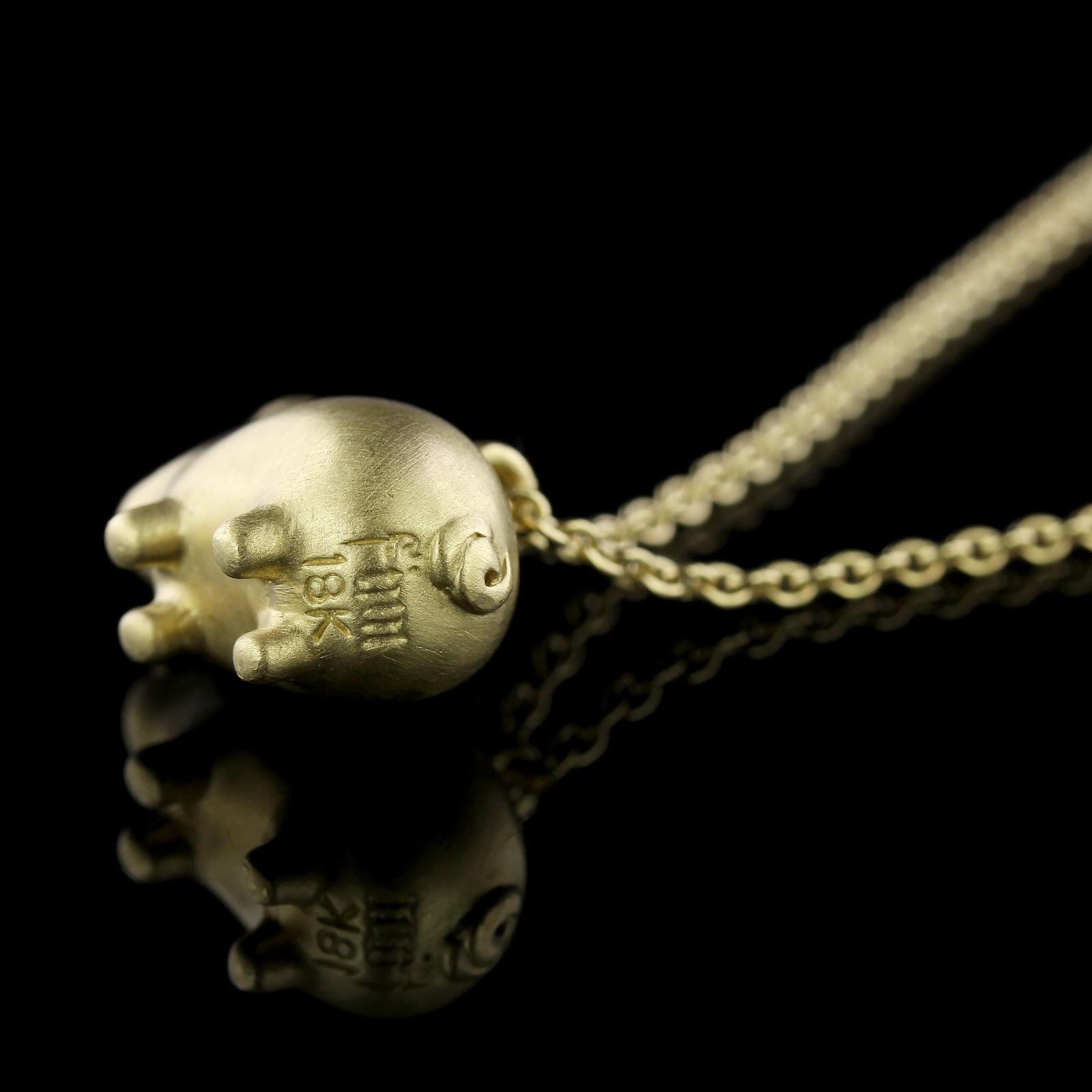 Finn 18 Karat Yellow Gold Pig Pendant at 1stDibs | pig pendant gold