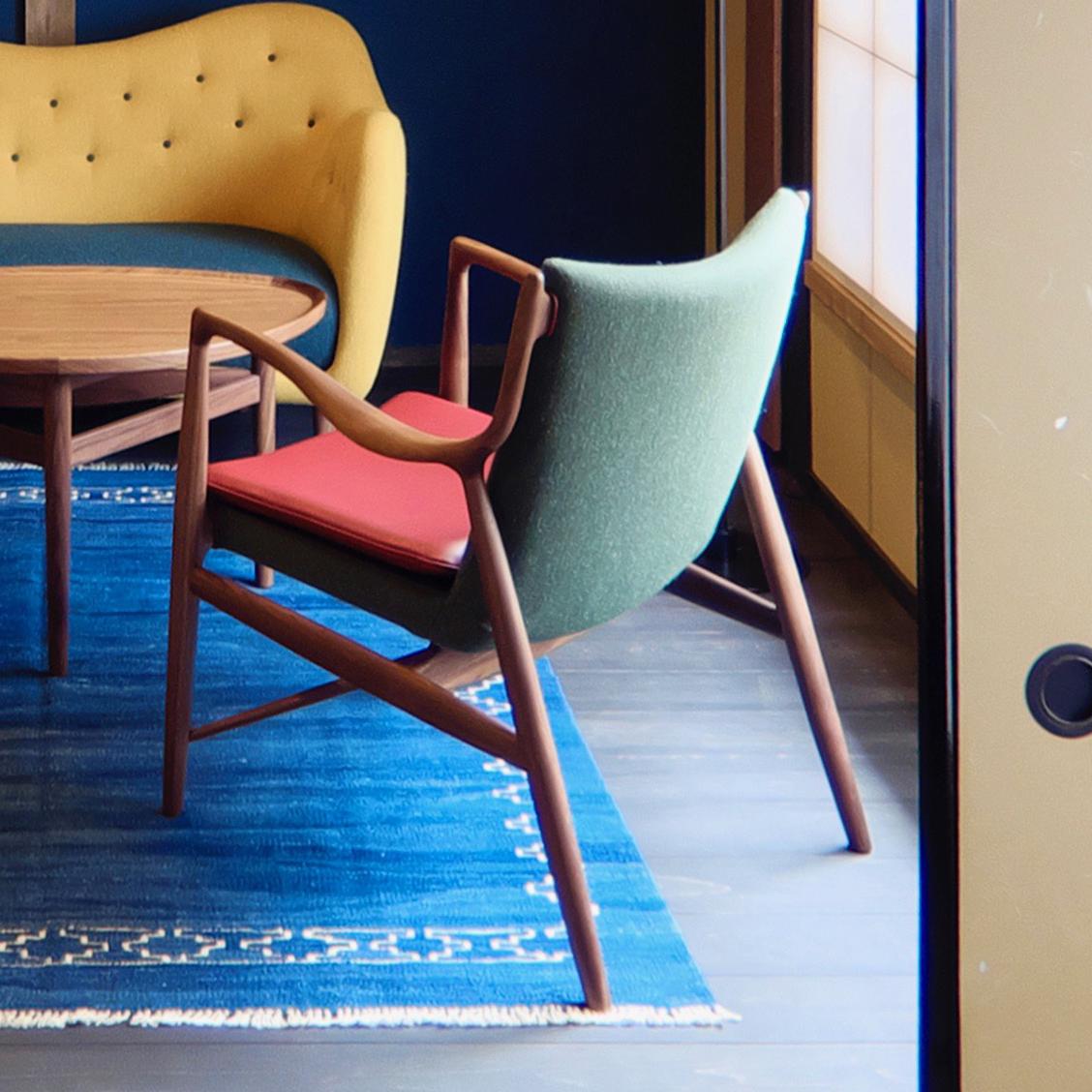 Finn Juhl 45 Chair Wood and Fabric For Sale at 1stDibs