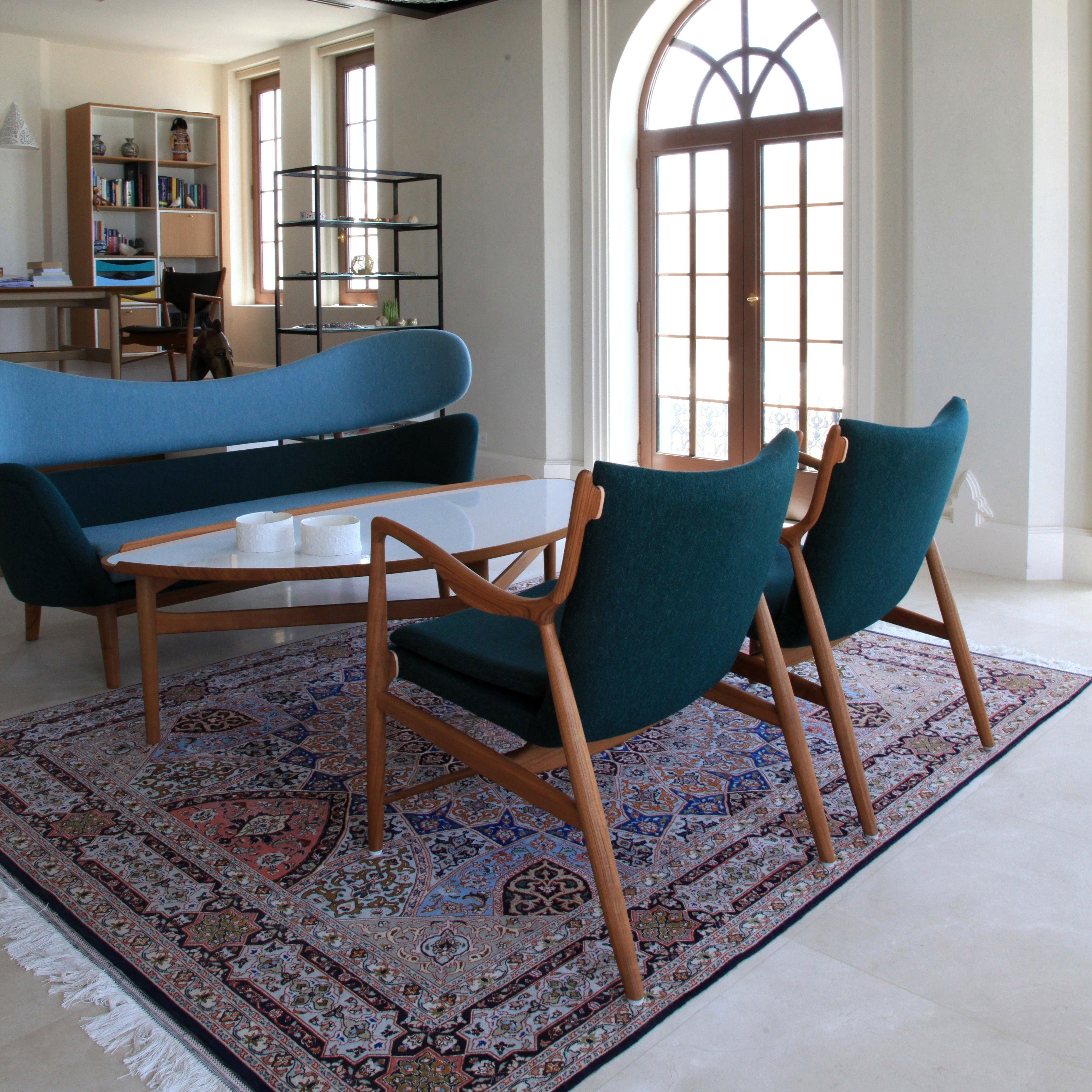 Finn Juhl 45 Chair Wood and Fabric For Sale at 1stDibs