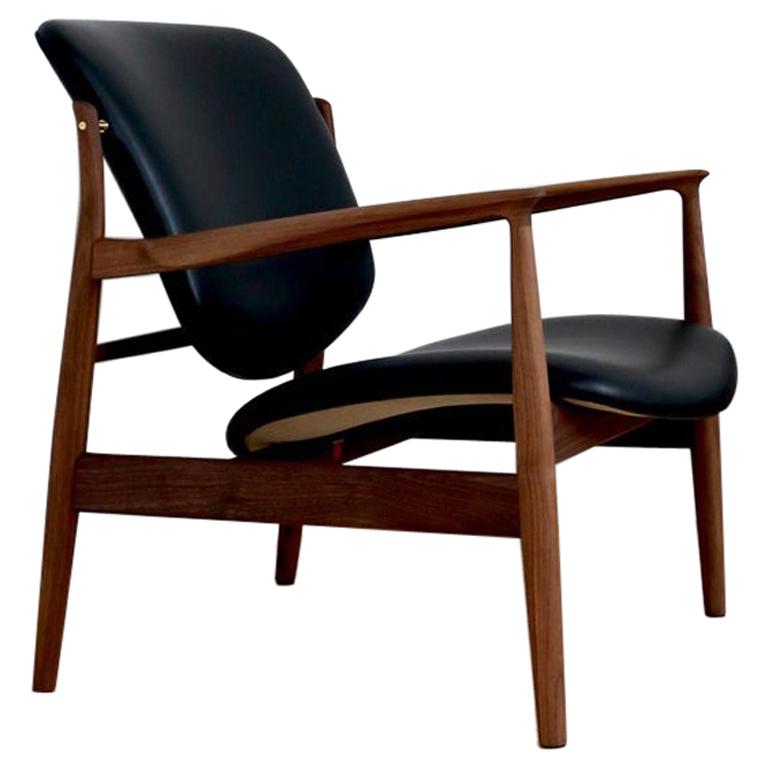 Finn Juhl France Chair in Wood and Leather For Sale at 1stDibs