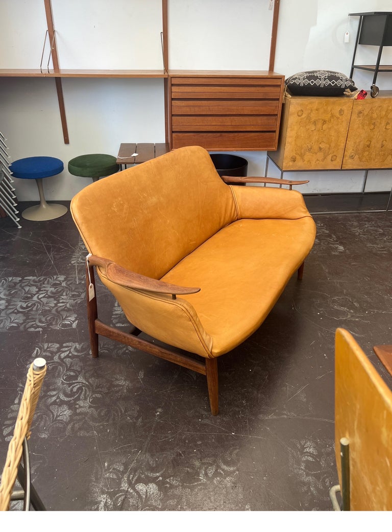 Finn Juhl NV 53 Leather Sofa Settee Niels Vodder Danish Mid-Century ...