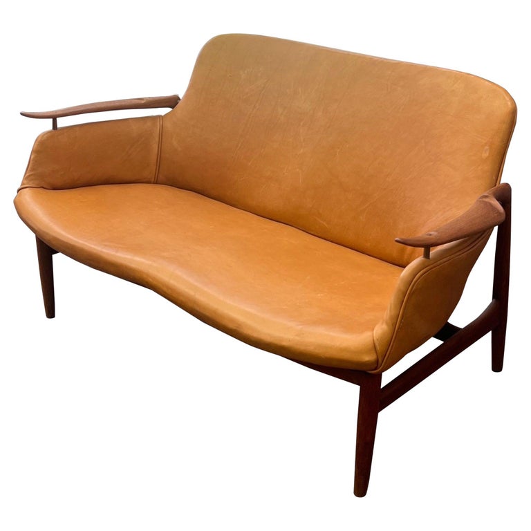 Finn Juhl NV 53 Leather Sofa Settee Niels Vodder Danish Mid-Century ...