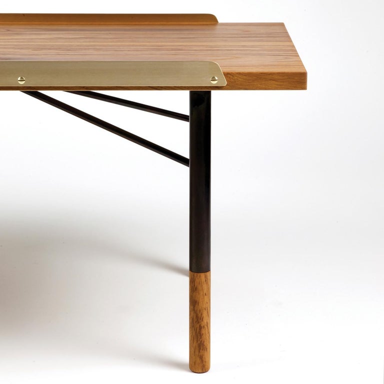 Finn Juhl Table Bench, Medium Size Version, Wood and Brass with Cushion ...